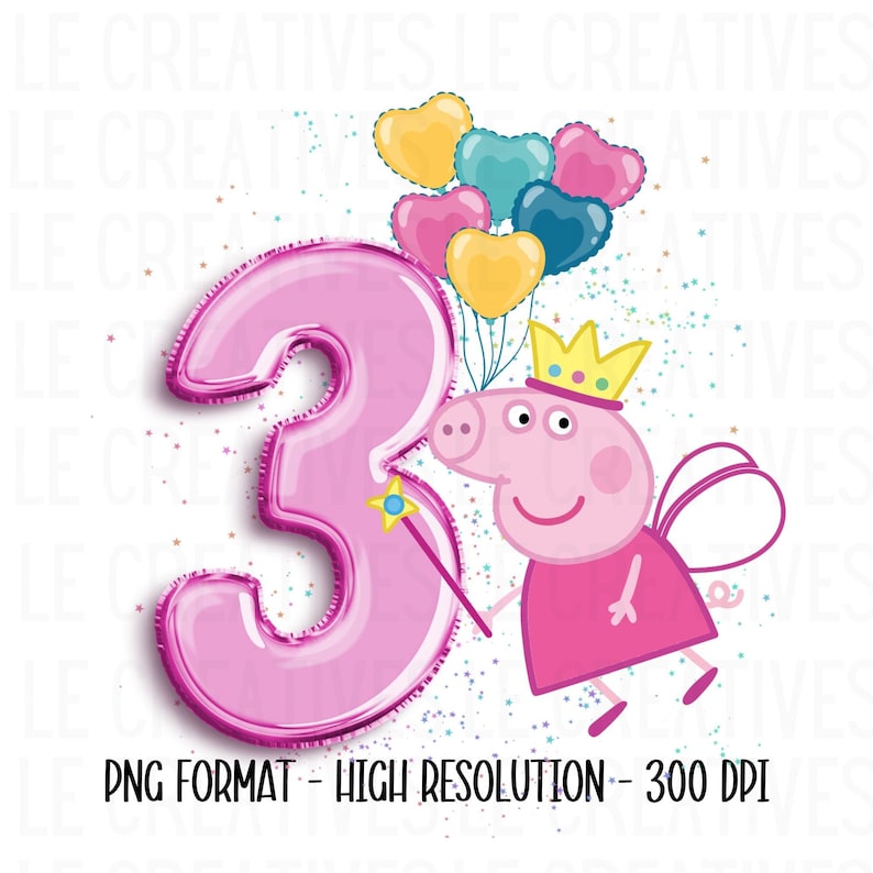 Peppa Pig 3RD Birthday SVG PNG Sublimation Design Cricut - Etsy Singapore