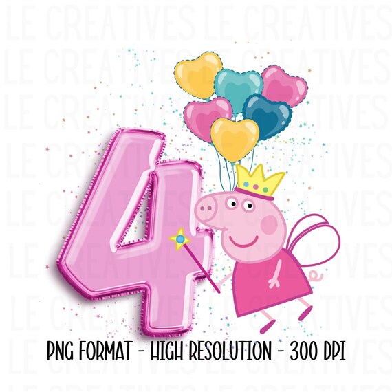 Peppa Pig FOURTH Birthday SVG PNG Sublimation Design - Etsy