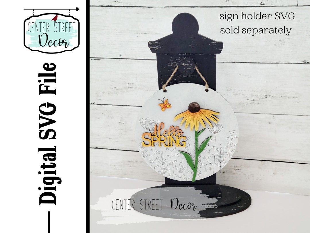 Wildflower Hello Spring Sign Hanger SVG File - Etsy