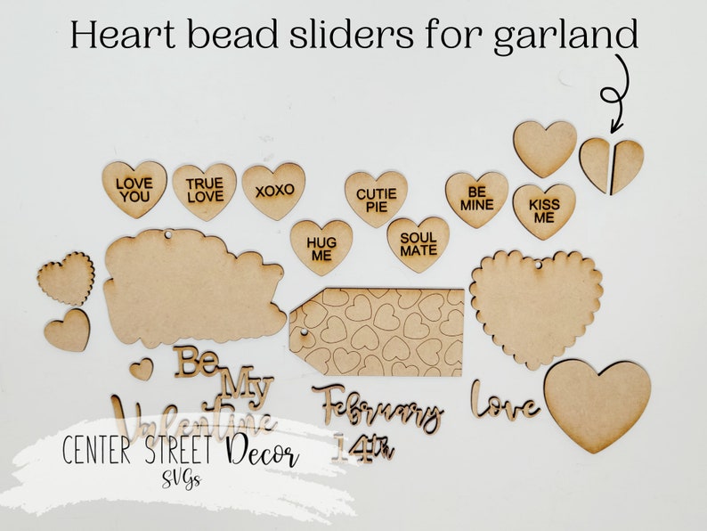 Valentine Beaded Garland Tags SVG File - Etsy