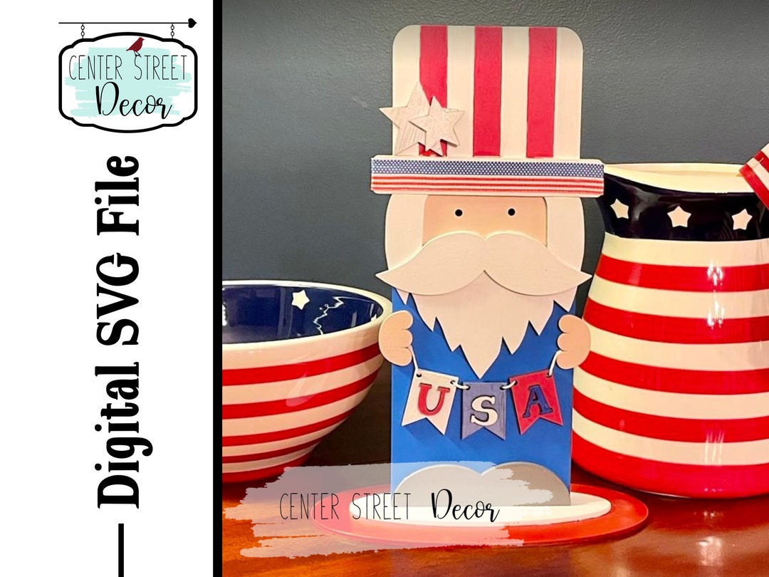 Uncle Sam Tall Home Decor Shelf Sitter SVG File - Etsy