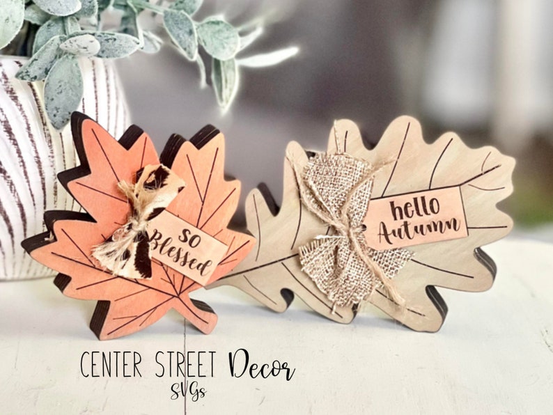 Fall Leaves SVG File Chunky Shelf Sitters - Etsy