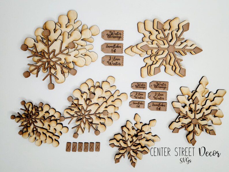 Snowflakes Set 2 Shelf Sitter SVG Laser File Home Decor - Etsy