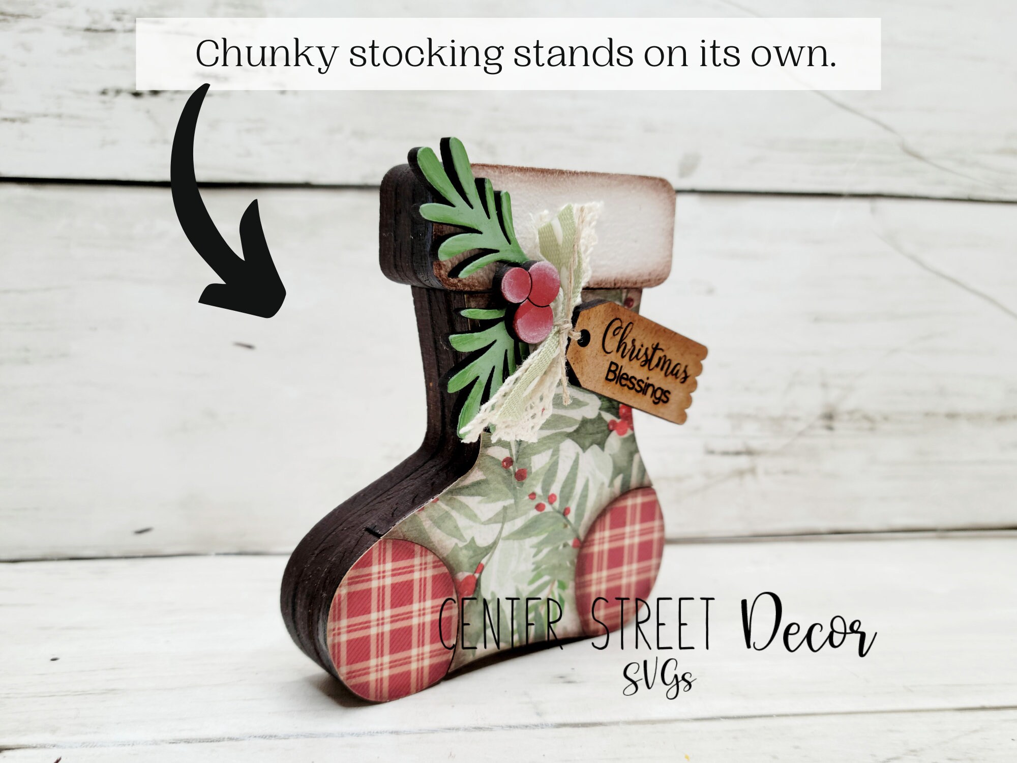 Christmas Stocking SVG File Shelf Sitter - Etsy