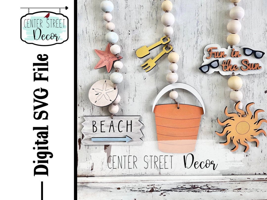 Beach Themed Garland Tags SVG File - Etsy