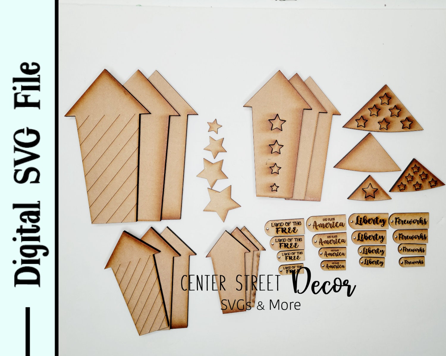 Fireworks Rockets Shelf Sitters SVG File Happy 4th of July - Etsy