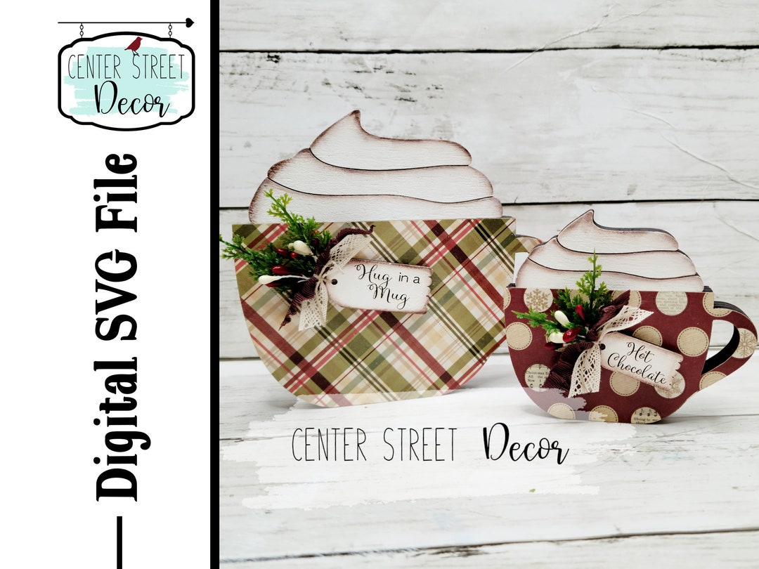 Hot Cocoa Mug SVG File Laser Tiered Tray - Etsy
