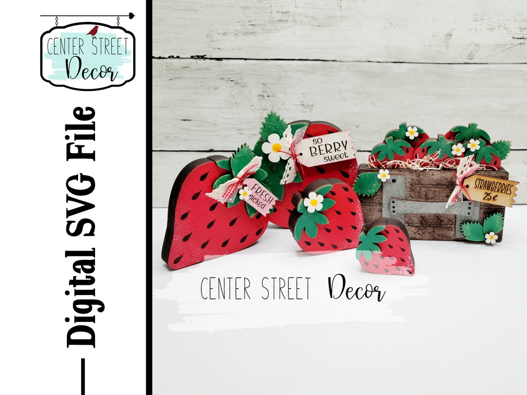 Chunky Strawberry W/ Crate SVG File Shelf Sitter - Etsy