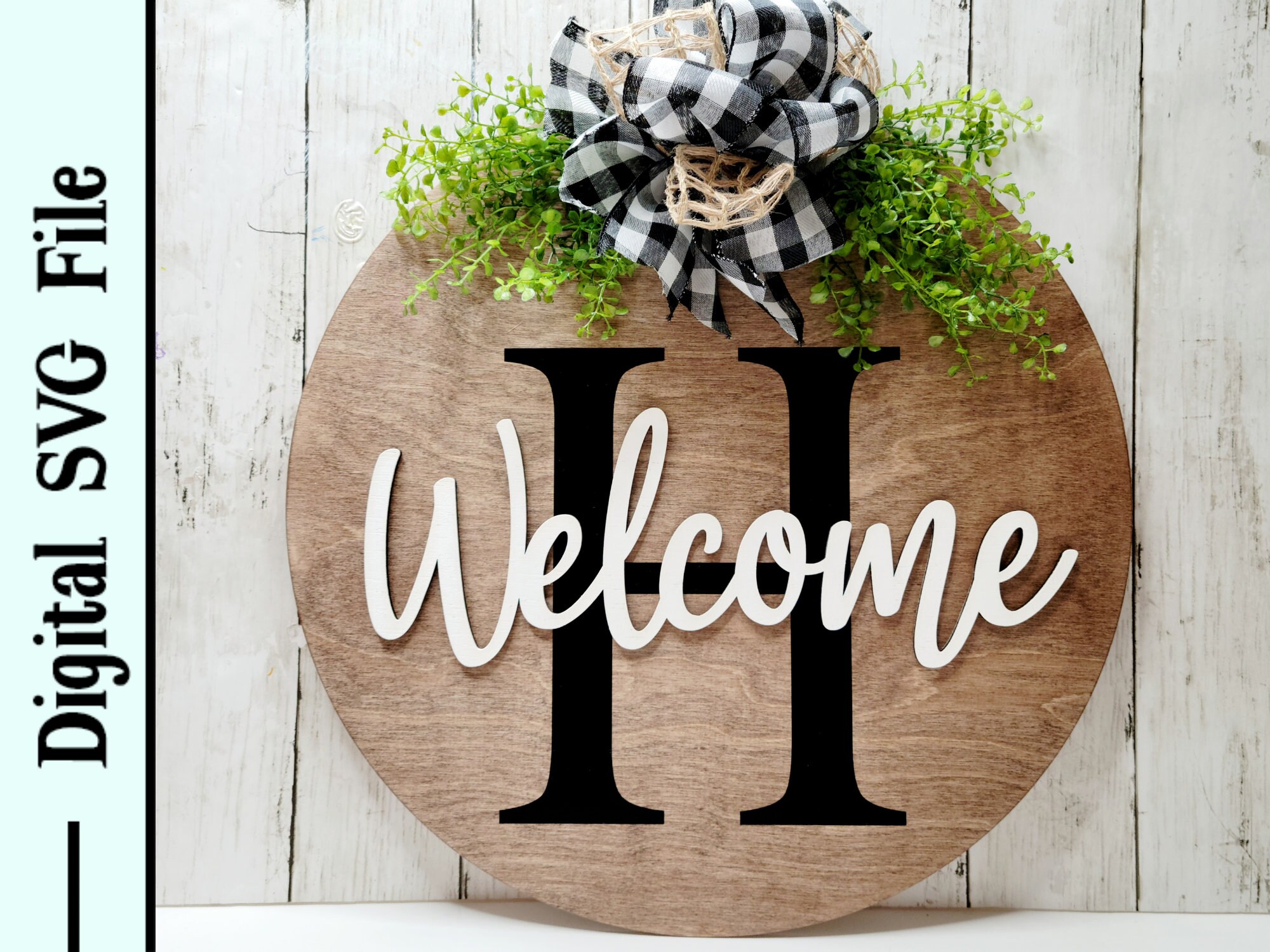 Welcome Monogram SVG File Round Sign Letters - Etsy