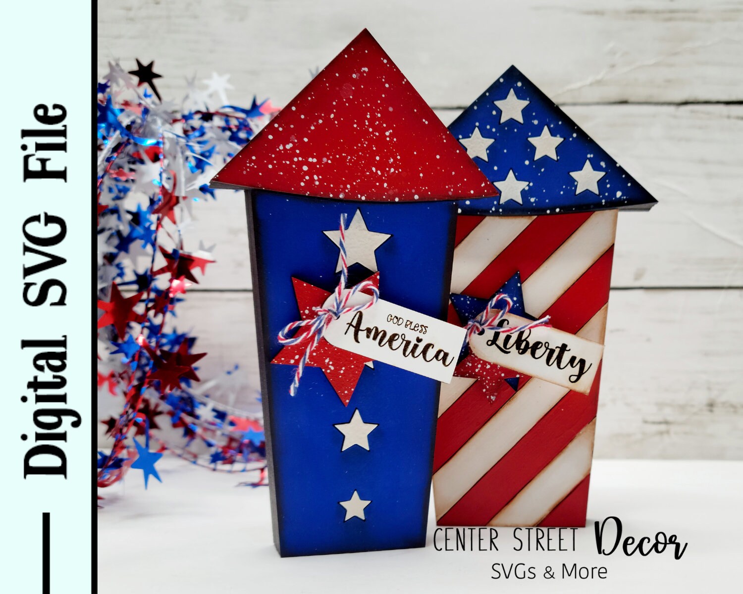 Fireworks Rockets Shelf Sitters SVG File Happy 4th of July - Etsy