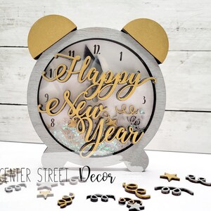 Happy New Year Clock Shaker SVG File Shelf Sitter Tiered Tray Decor - Etsy