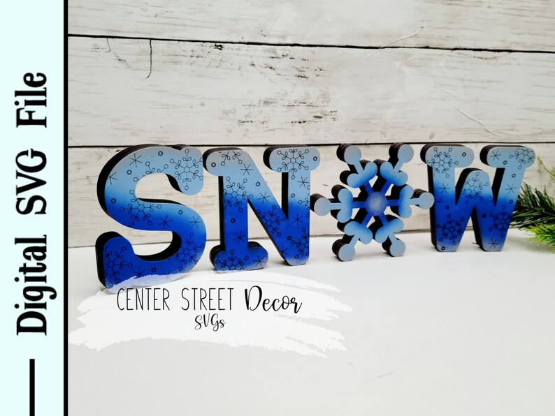 Snowflake Snow Word SVG File Shelf Sitter - Etsy