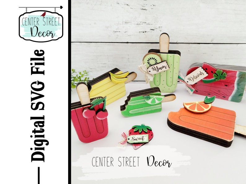 Fruity Popsicles Shelf Sitter Decor SVG Laser File - Etsy