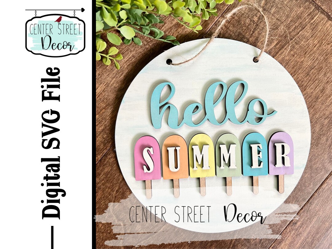 Hello Summer Popsicle Signsvg File Door Hanger Ice Lollies - Etsy