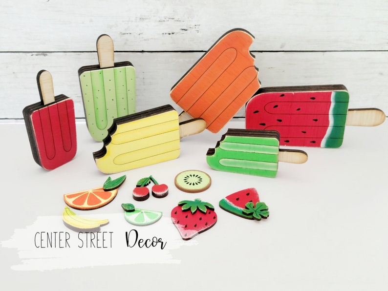 Fruity Popsicles Shelf Sitter Decor SVG Laser File - Etsy