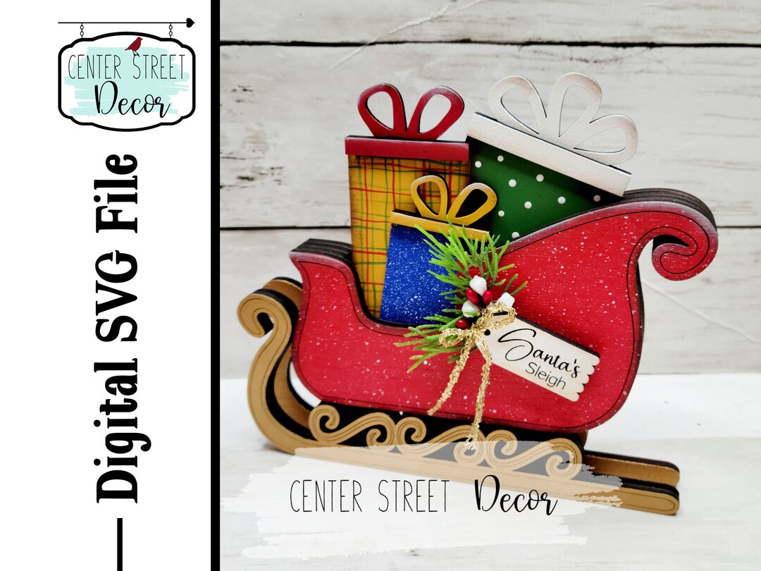 Santas Sleigh Sled SVG Laser File - Etsy