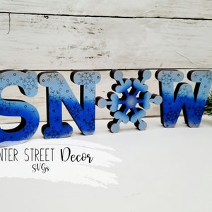 Snowflake Snow Word SVG File Shelf Sitter - Etsy