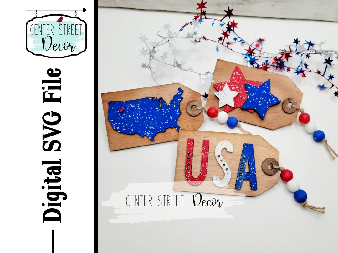 USA Tiered Tray Tags SVG File - Etsy