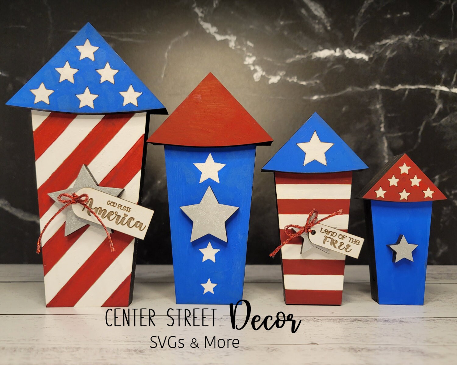 Fireworks Rockets Shelf Sitters SVG File Happy 4th of July - Etsy