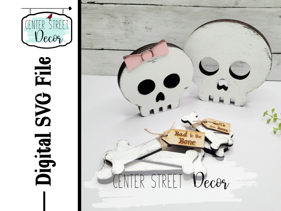 Halloween Skull SVG File Rattle Dem Bones Shelf Sitter - Etsy
