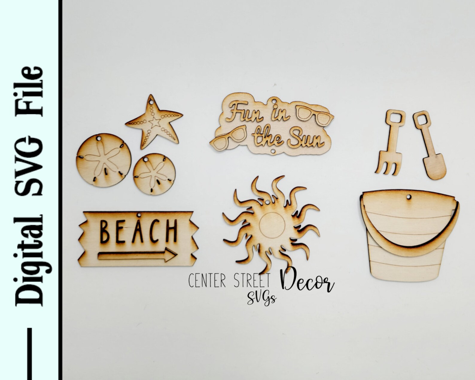 Beach Themed Garland Tags SVG File - Etsy