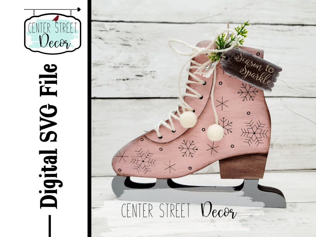 Winter Ice Skates SVG File Tiered Tray - Etsy