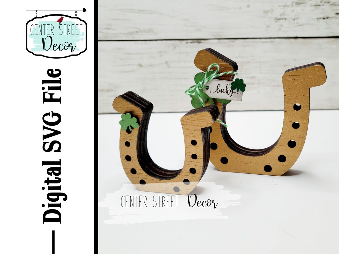 Lucky Horseshoe SVG File St Patricks Day Shelf Sitter - Etsy