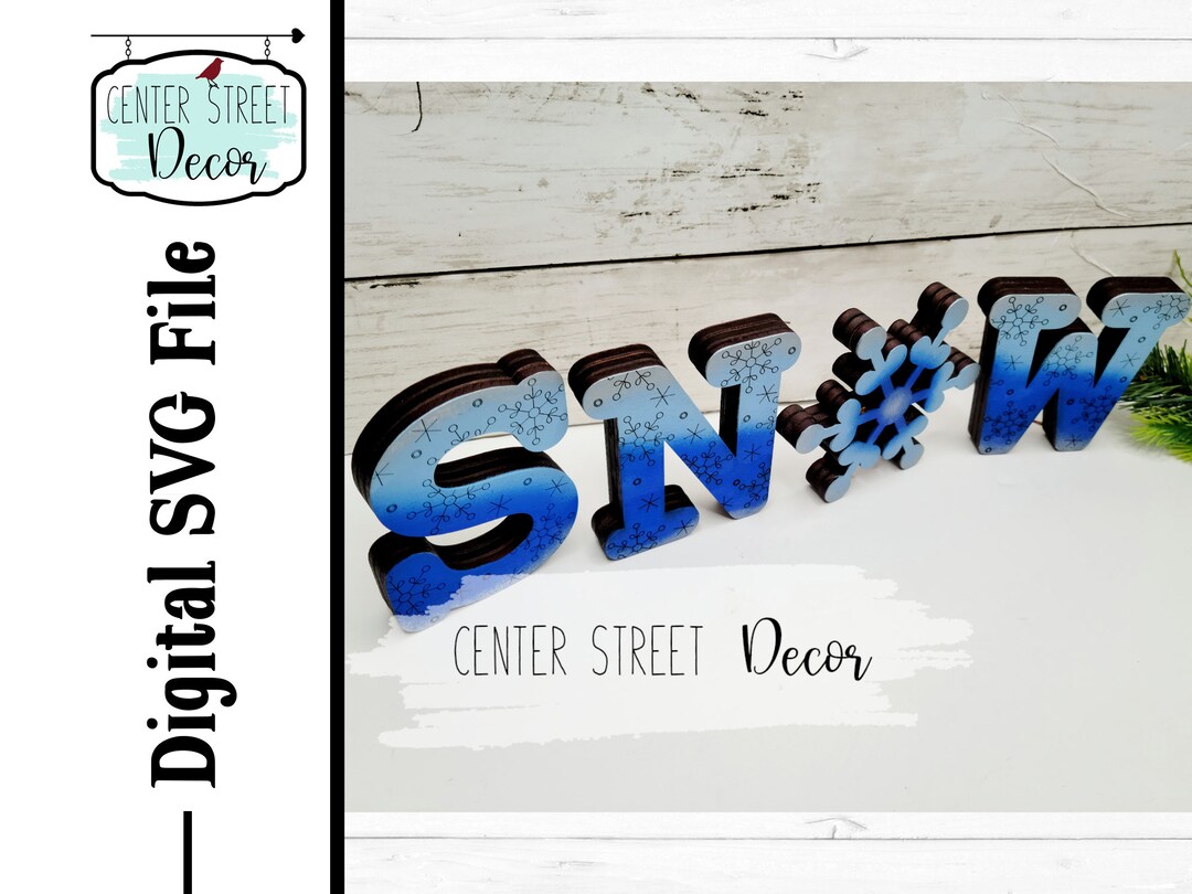 Snowflake Snow Word SVG File Shelf Sitter - Etsy