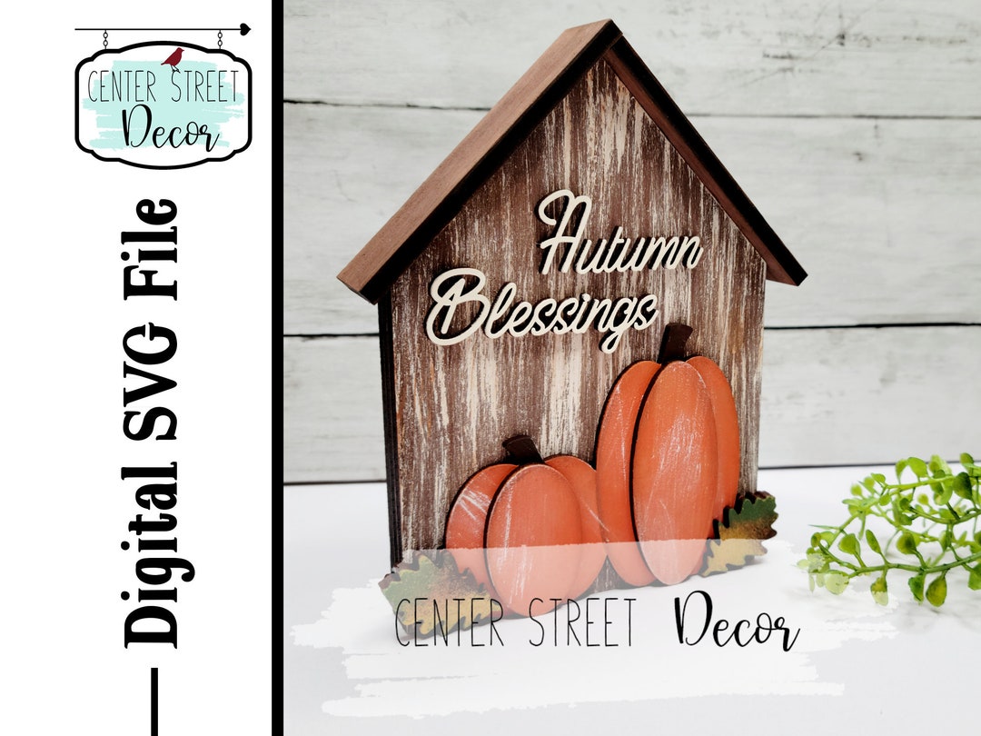 Autumn Blessings Decor Laser SVG File Shelf Sitter - Etsy