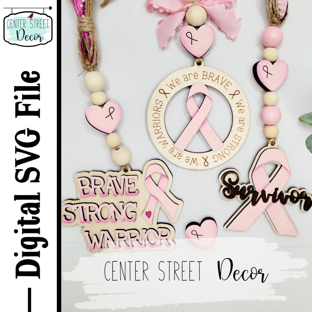 Breast Cancer Awareness Brave Tags SVG File Strong Warrior Survivor - Etsy