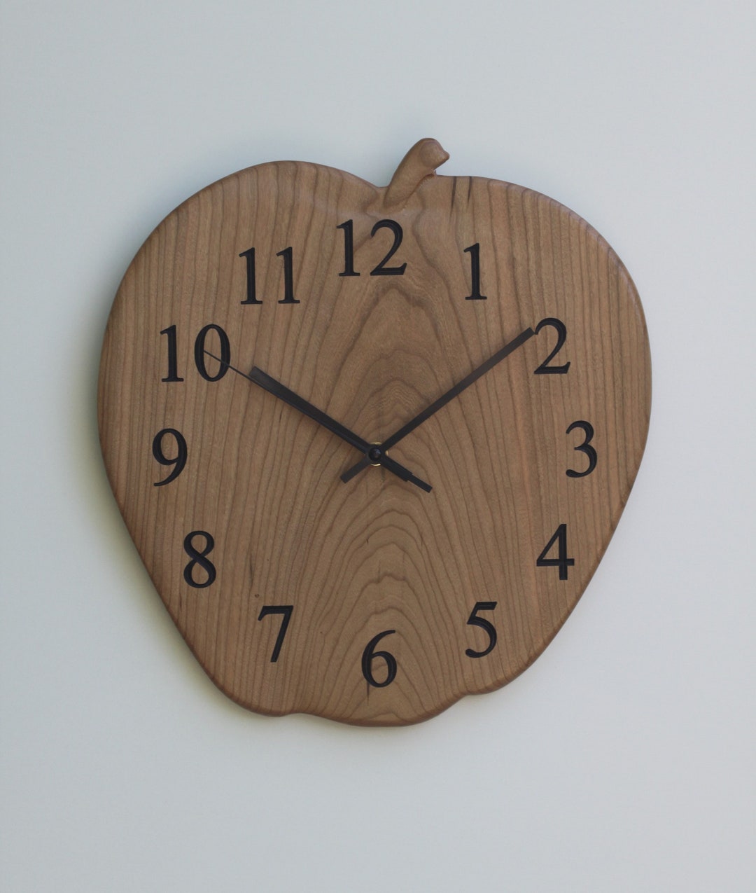 Apple Clock, Cherry Wood Clock, Wall Decor, Apple Art, One of a Kind ...