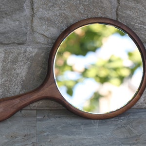 Hand Held Mirror, 6" Beveled Glass Mirror American Cherry Wood - Etsy