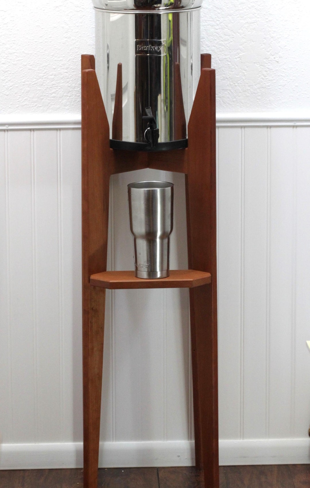 Hardwood Water Filter Stand: Tall Berkey Stand With Optional Shelf ...
