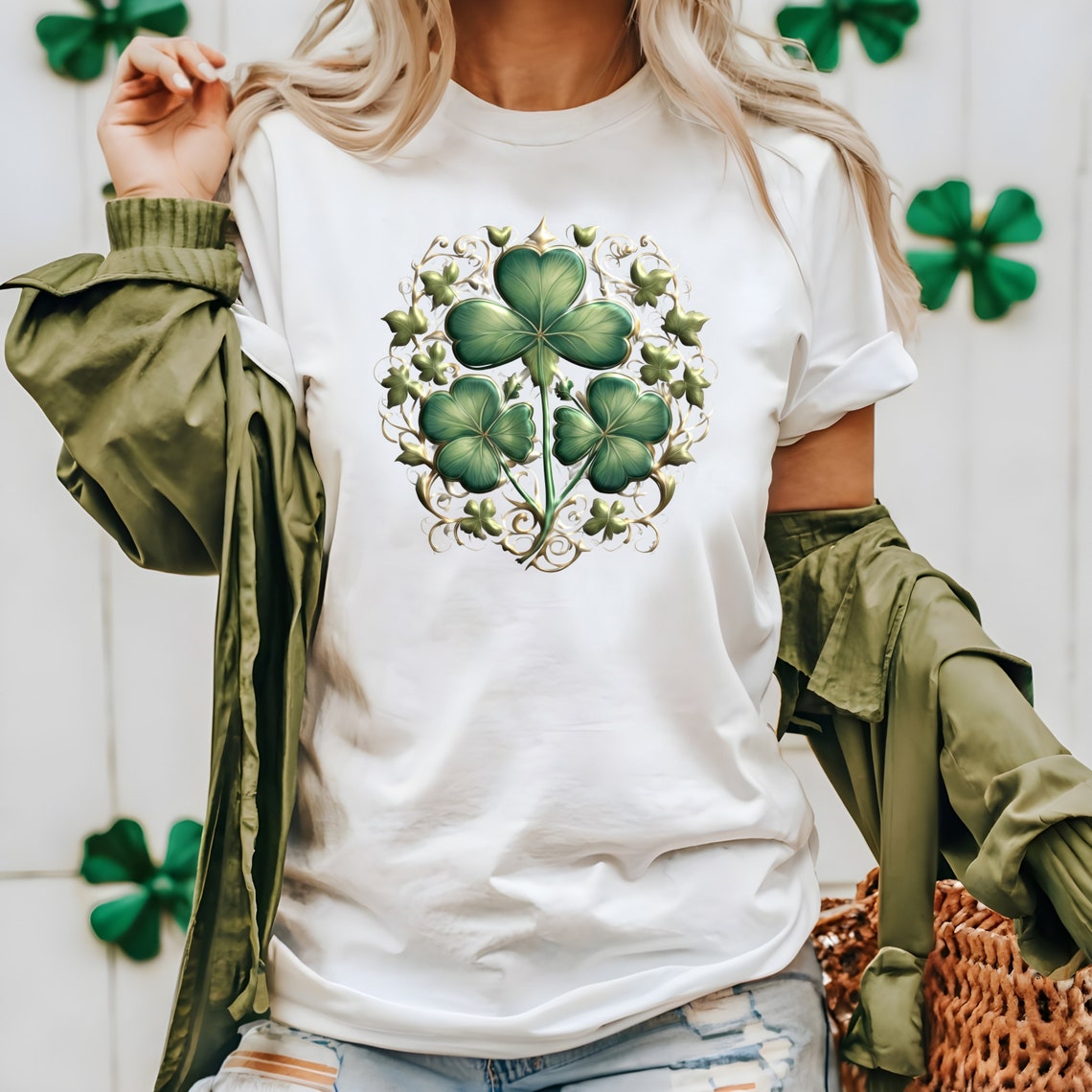 Lucky Irish Shamrock Clipart Bundle, Four Leaf Clover Transparent PNGS ...