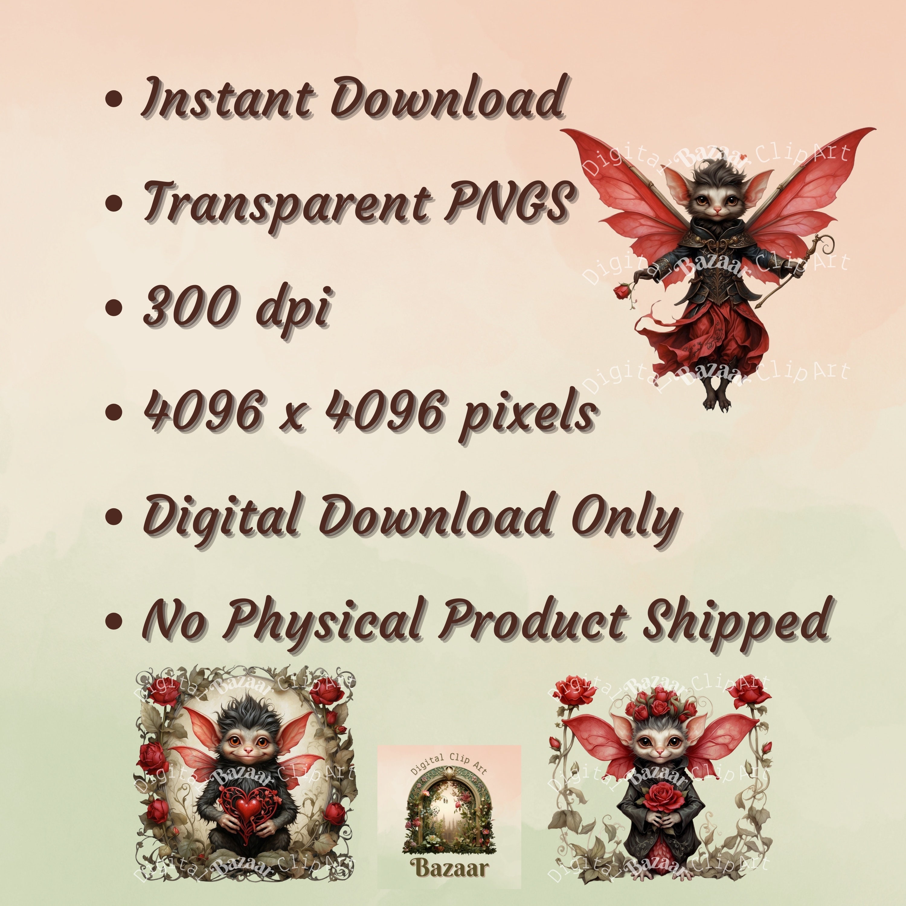 Valentines Day Clipart Bundle of Cheeky Imps, Cute Valentines PNG ...