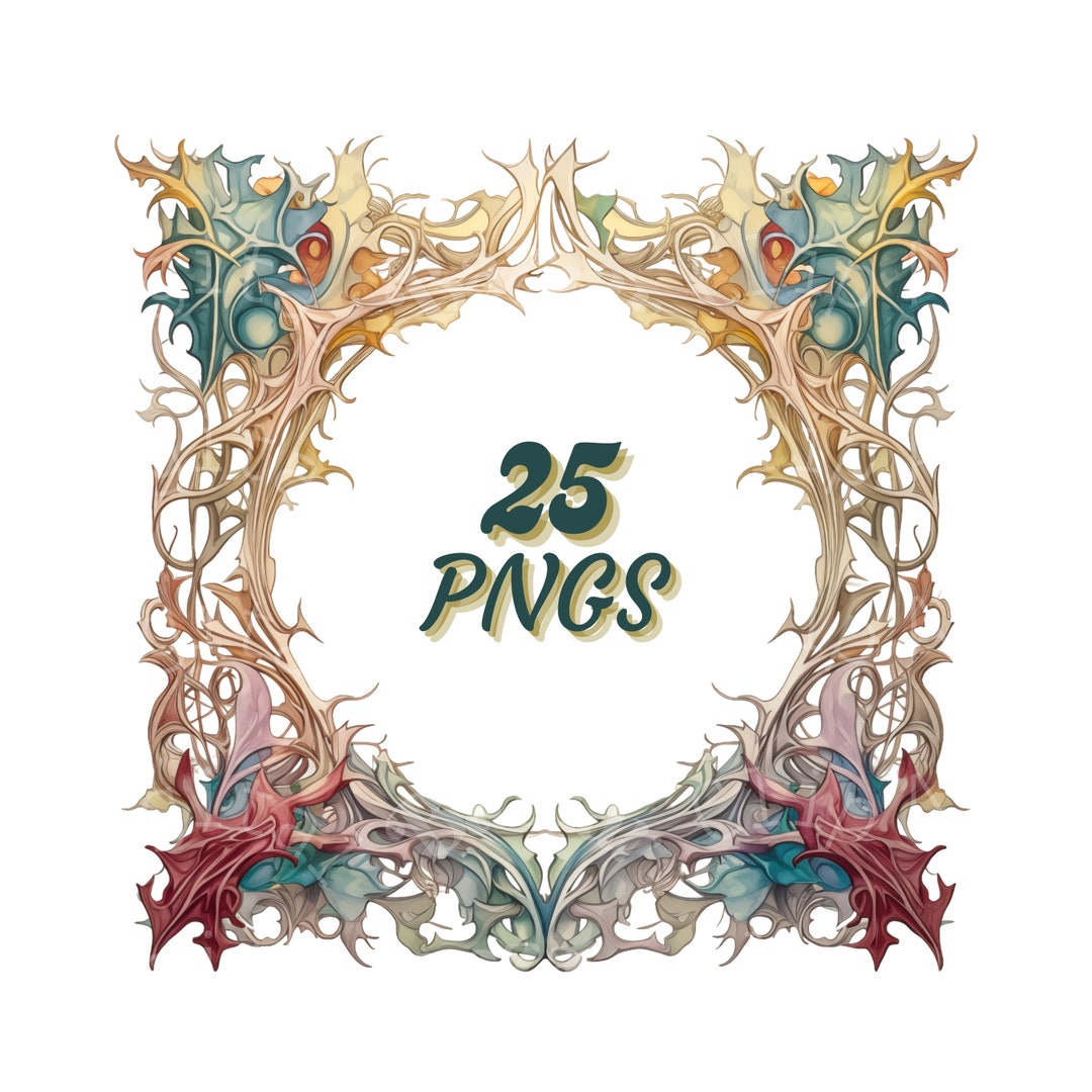 Fantasy Frame Gothic Style Watercolour Clipart for Wedding Decor ...