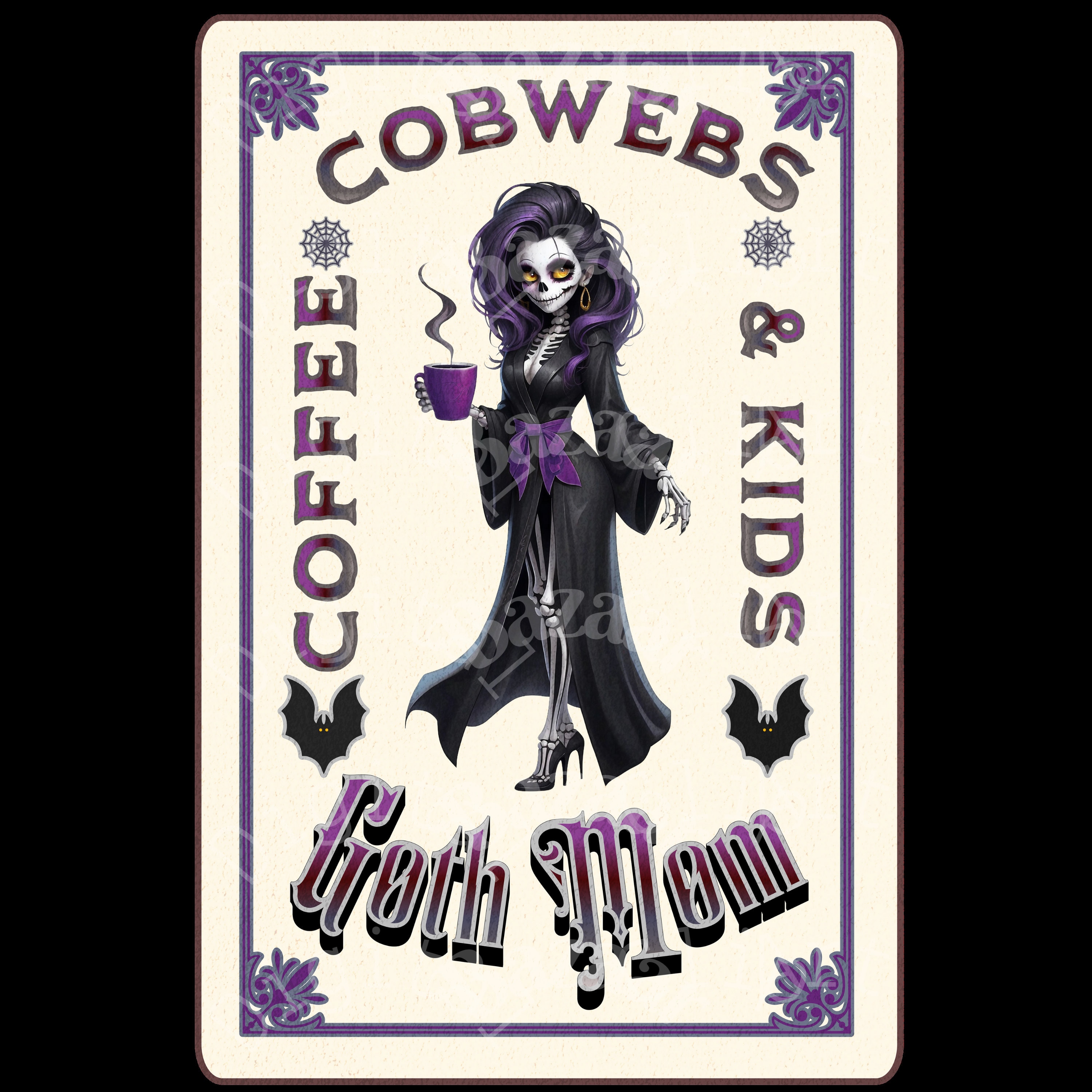 Goth Mom Coffee PNG Woman Skeleton Mother Sublimation Design, Cool ...