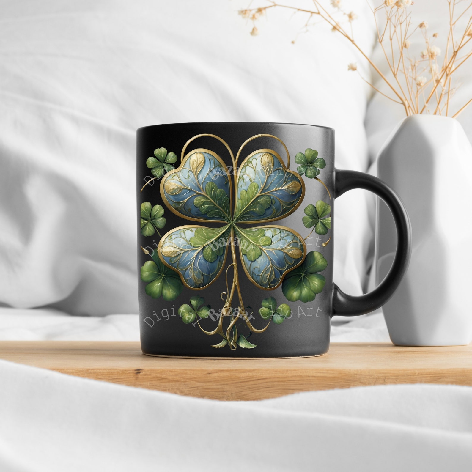Lucky Irish Shamrock Clipart Bundle, Four Leaf Clover Transparent PNGS ...
