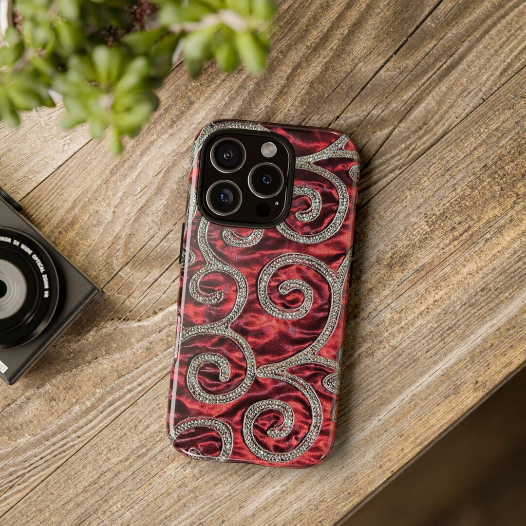 Maroon Glam Cell Cover,sari Scrap Printed Phone Case, iPhone and ...
