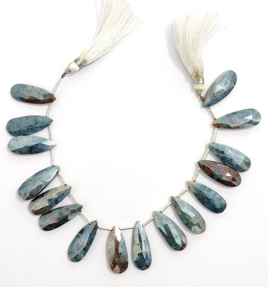 Silicified Stone Faceted Pear Shape Gemstone Beads, Teardrop Briolette ...