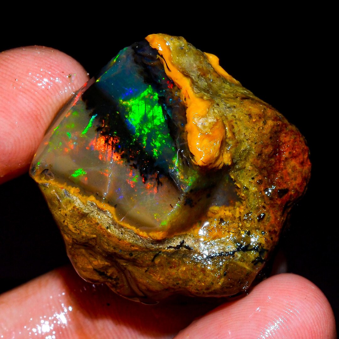 Grade Ethiopian Opal Rough/rainbow Fire Ethiopian Oil Opal Gemstone/62 ...