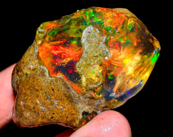 Rare Ethiopian Opal Rough Gemstone/grade Flashy Fire Opal Rough/multi Fire Opal Birthstone Opal ...
