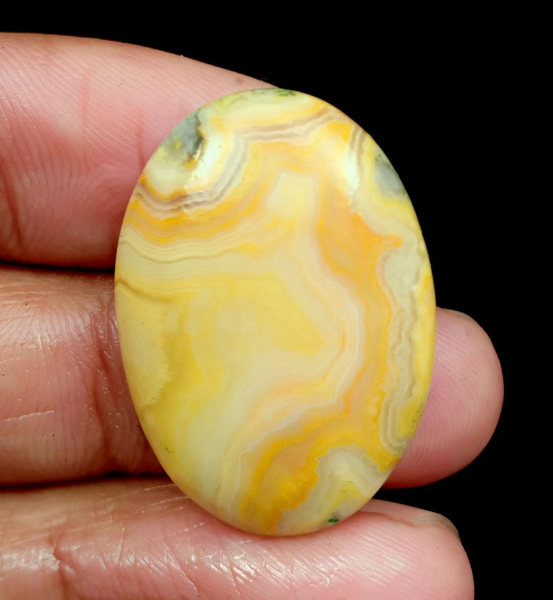 Elegant 29 Ct. Natural Yellow Crazy Lace Gemstone, Oval Shape Crazy ...