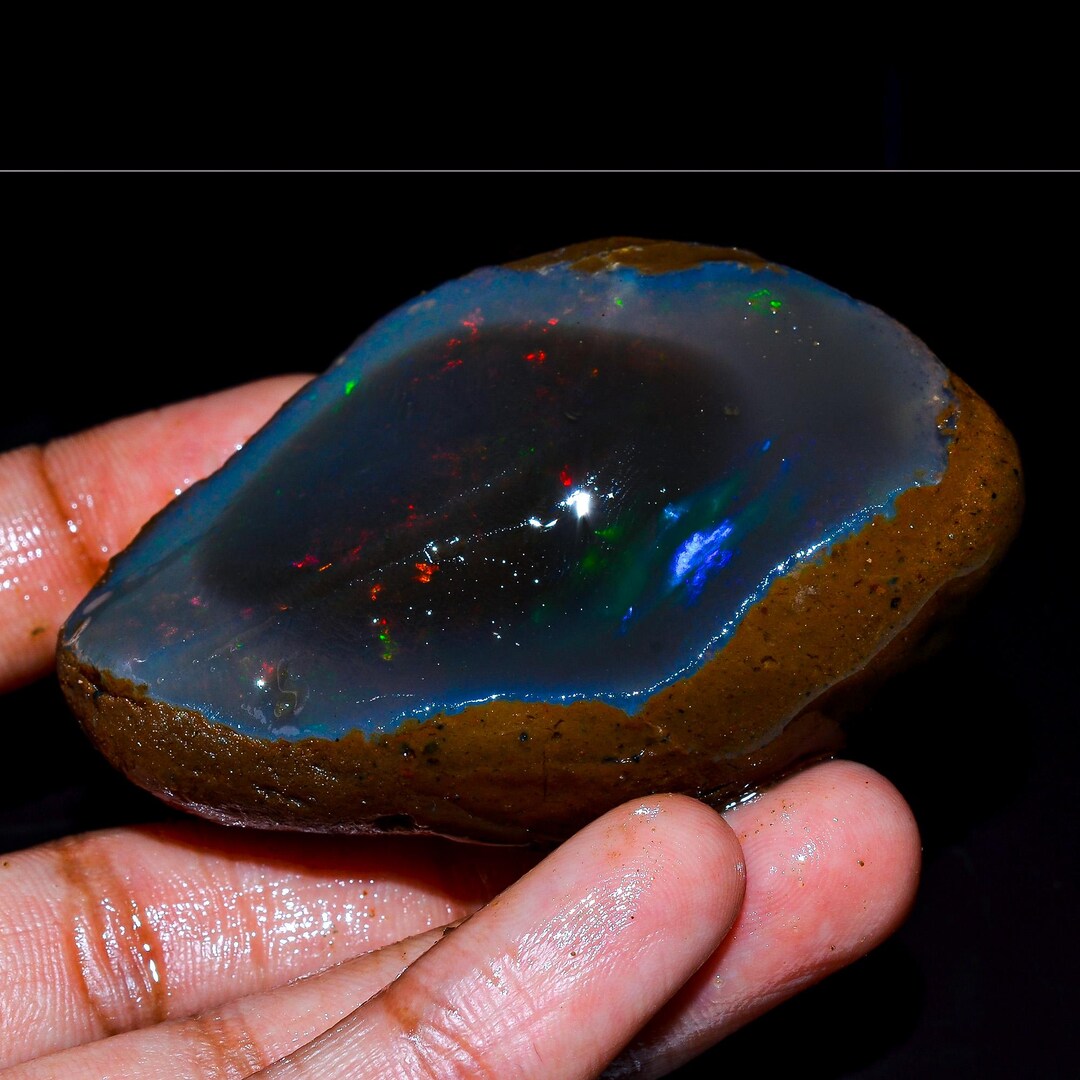 Rare Opal Rough Gemstone, Natural Ethiopian Opal Welo Fire Crystal Opal ...