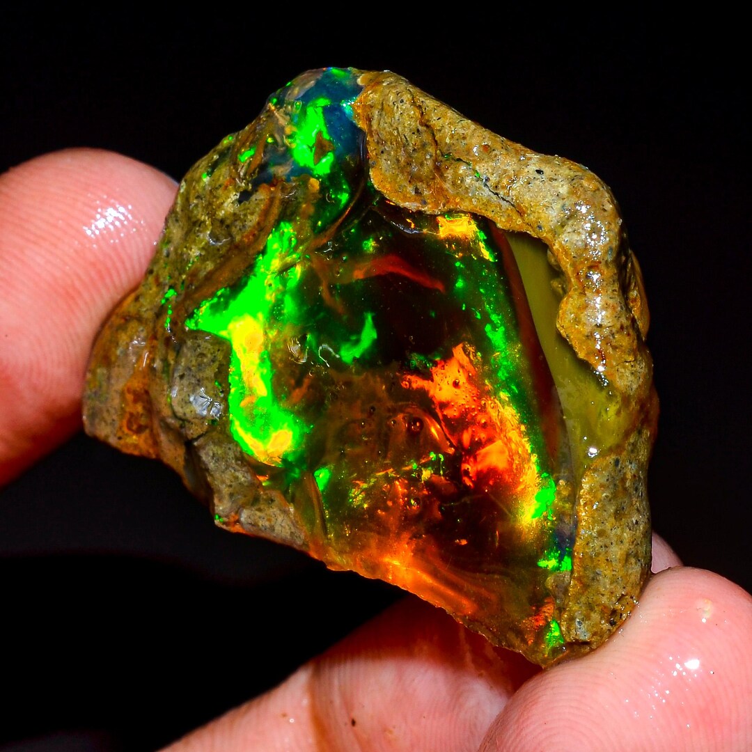 Natural Ethiopian Opal Rough/green Fire Ethiopian Oil Opal Gemstone/41 ...