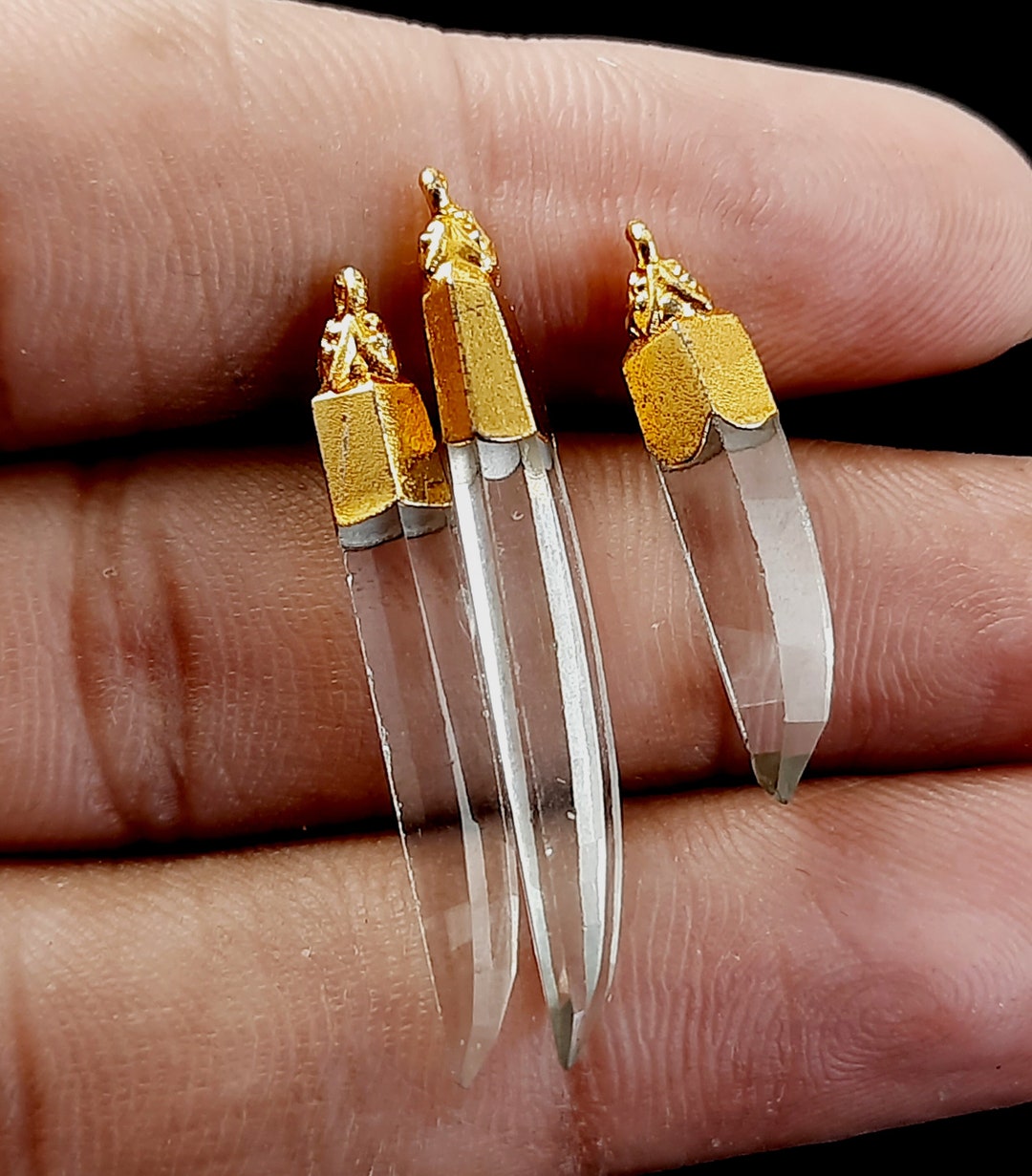 White Crystal Gemstone/electroplating Crystal Pendant/gold - Etsy