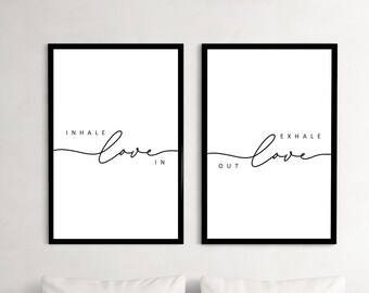 Minimal Modern Typography INHALE LOVE IN Printable | Etsy