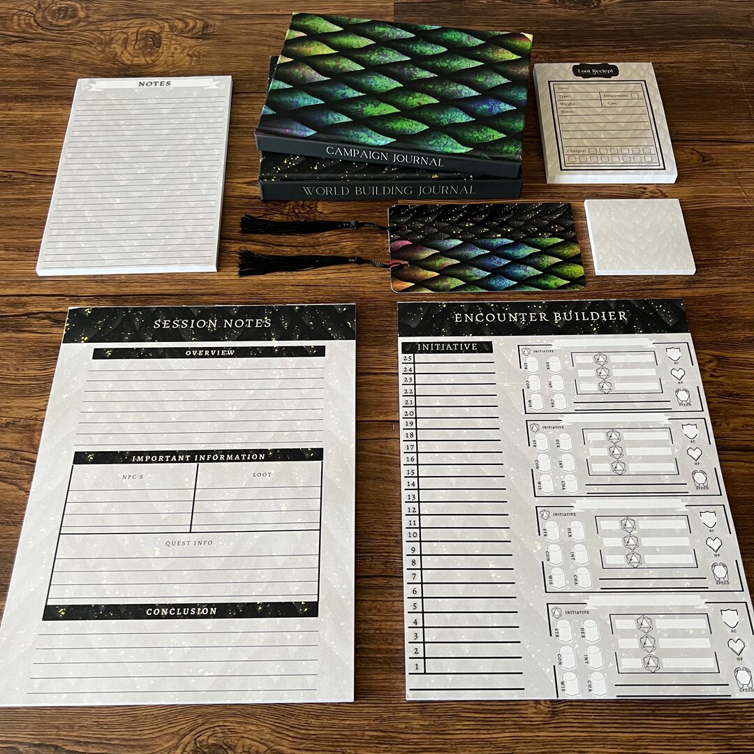 Ultimate Dnd Stationary Bundle- Journals and Notepads With Black Scales ...