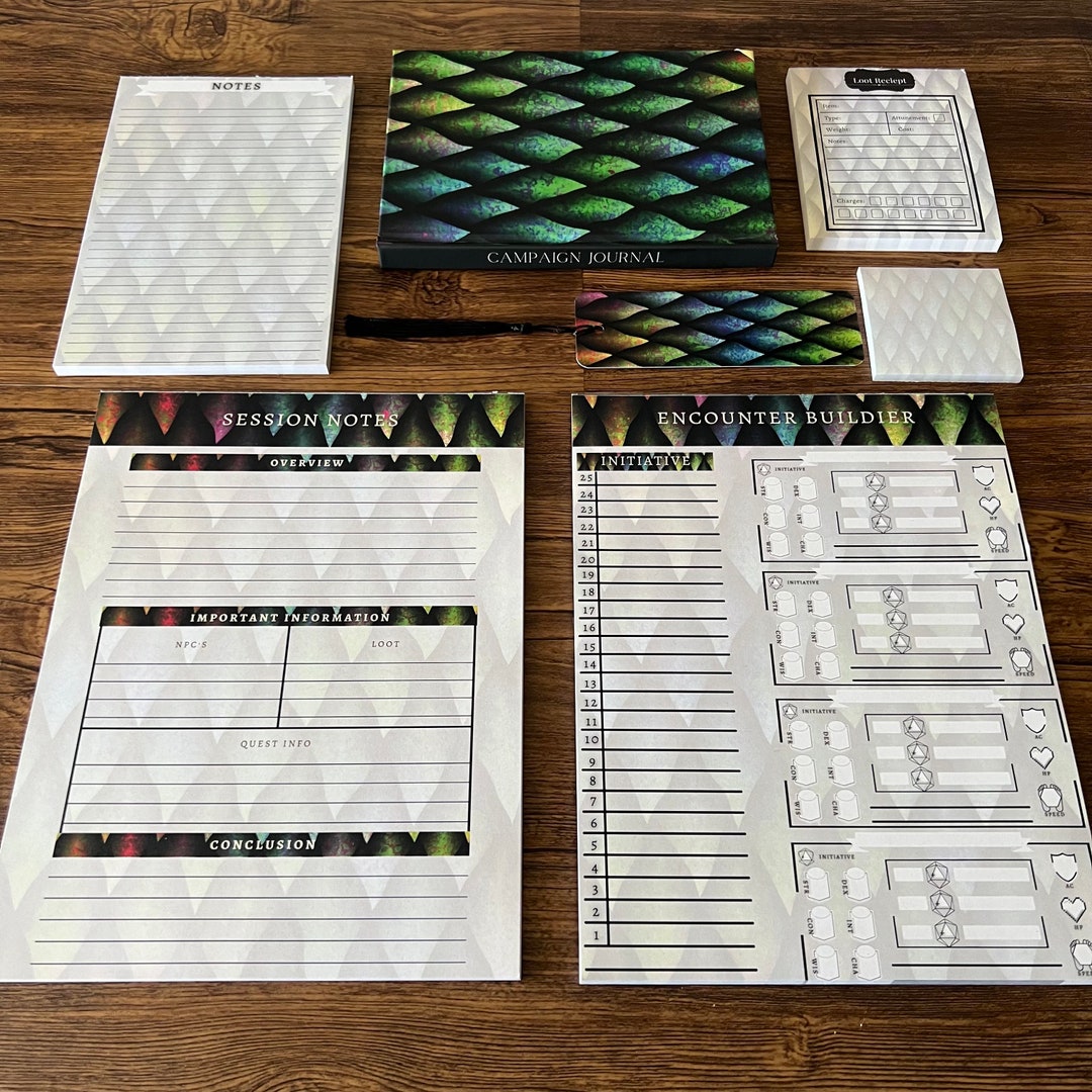Campaign Bundle- Journal and Notepads With Rainbow Scales. TTRPG/DND ...