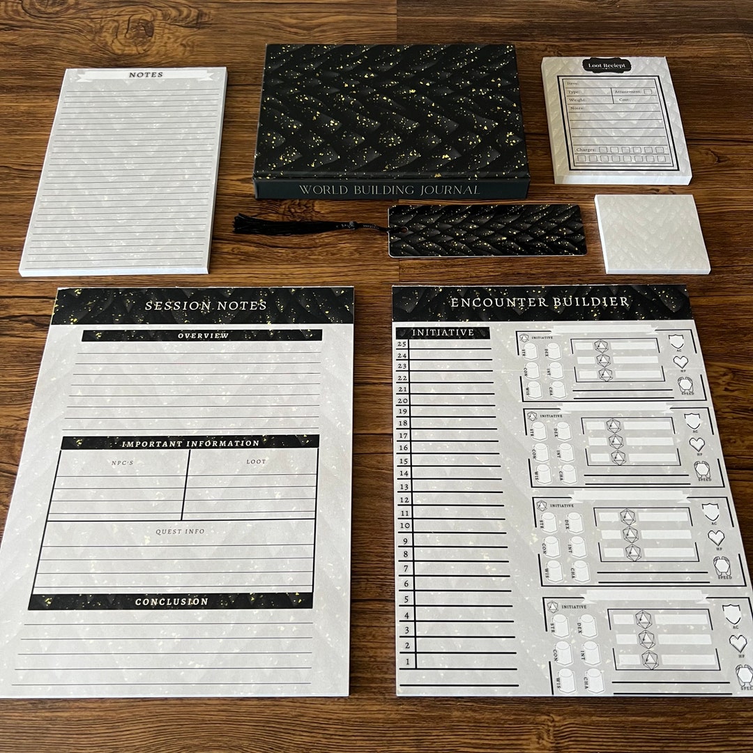 World Building Bundle- Journal and Notepads With Black Scales. TTRPG ...